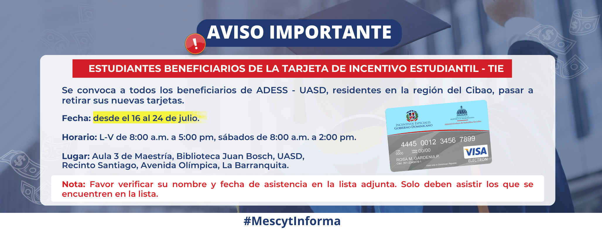 Estudiantes Beneficiarios de la Tarjeta de Incentivo Estudiantil -TIE ...